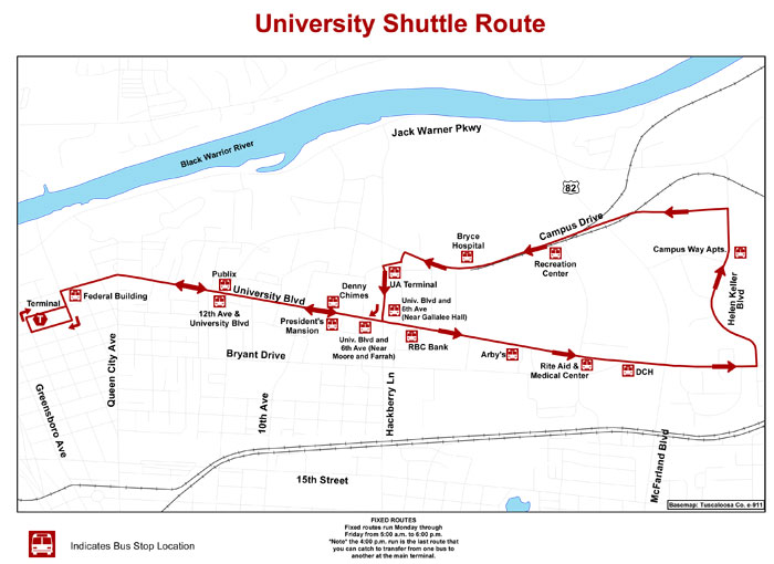 Tuscaloosa Transit Authority - University Shuttle Route