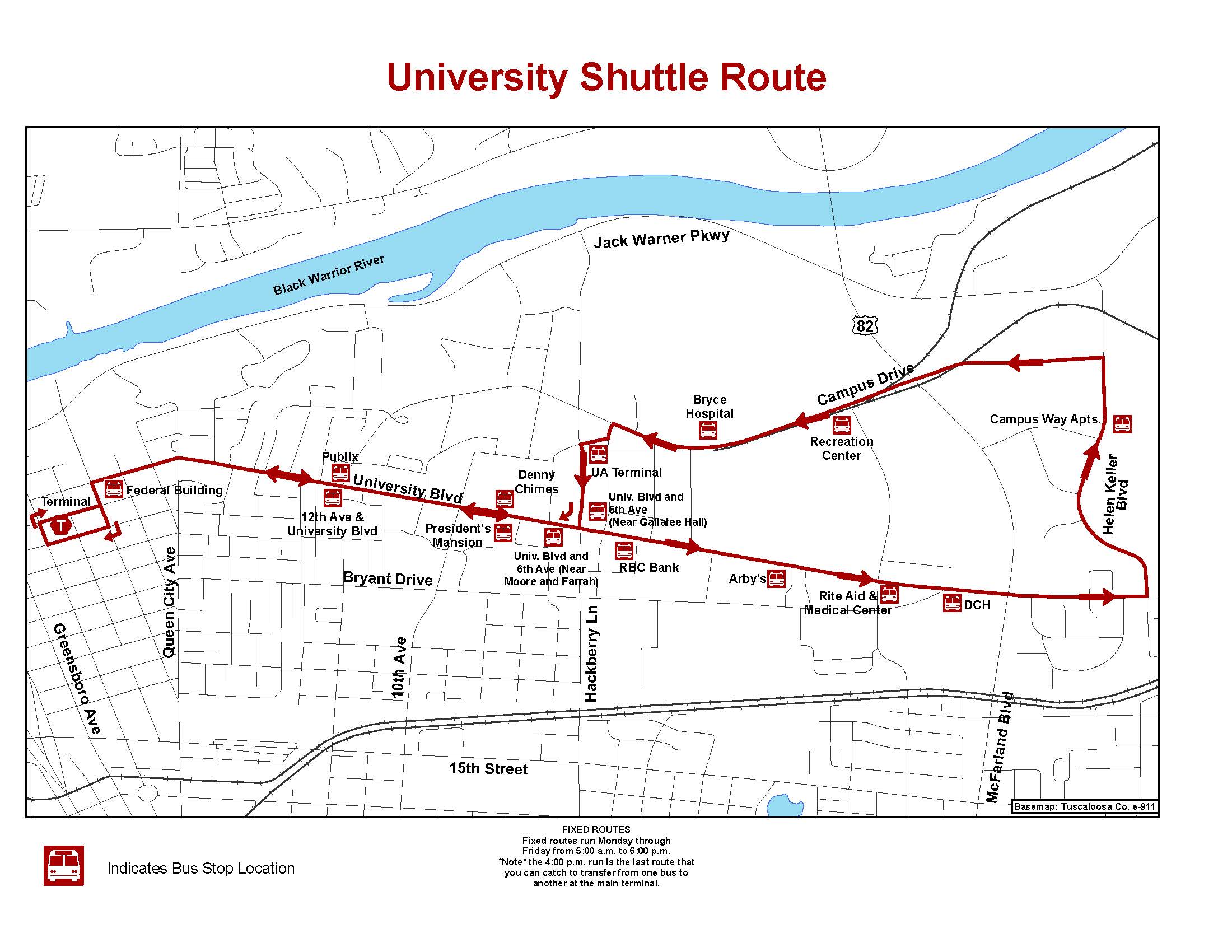 Tuscaloosa Transit Authority - University Shuttle Route